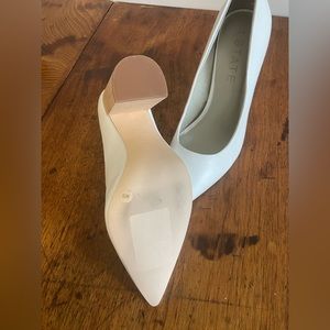 1. State | Shoes | State White Leather High Heel Pump W Wooden Heel ...